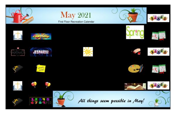 Tabor Manor Calendar - May 2021 | Radiant Care